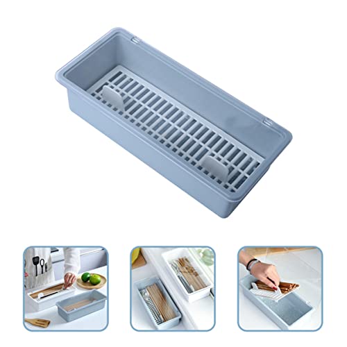 UPKOCH 2pcs box Blue Spoon Silverware Decorative Board Storage Cutter for Fork Cover Dish Household Caddy Organizer Basket Holders Drying Home with Cutlery Countertop Kitchen Utensil