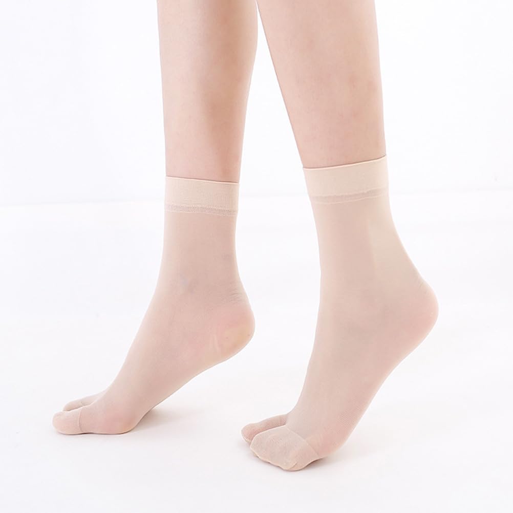 Happyyami 2 Pairs Summer Mid-Tube Silk Stockings for Women - Lightweight and Breathable Two-Toed Socks in Free Size