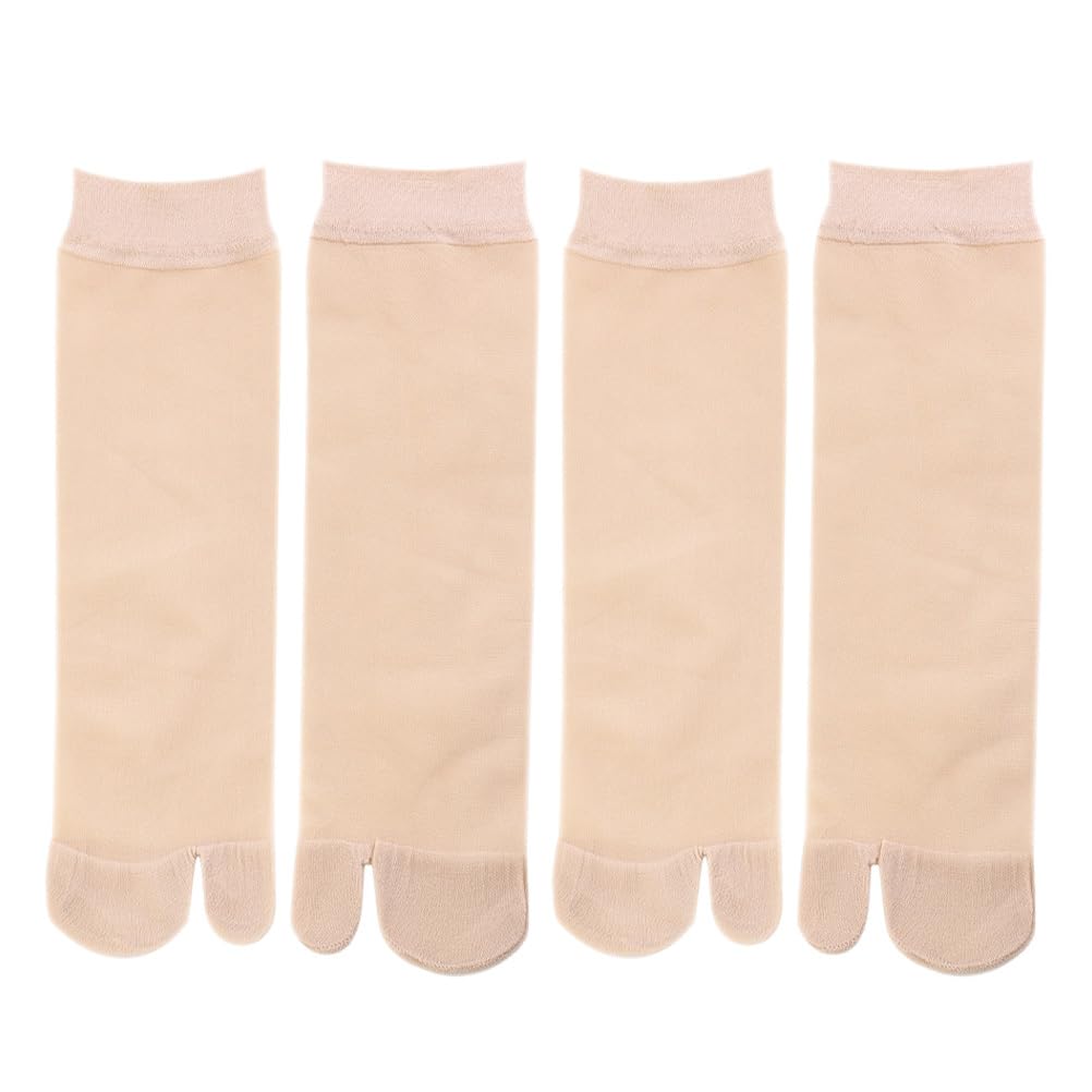 Happyyami 2 Pairs Summer Mid-Tube Silk Stockings for Women - Lightweight and Breathable Two-Toed Socks in Free Size