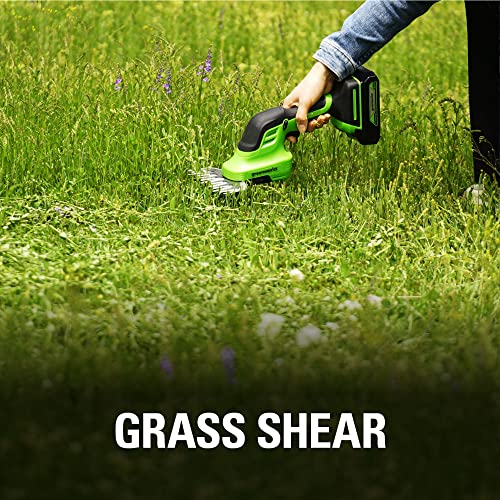 Greenworks 24V Cordless Shear Shrubber, 1.5Ah USB Battery and Charger Included
