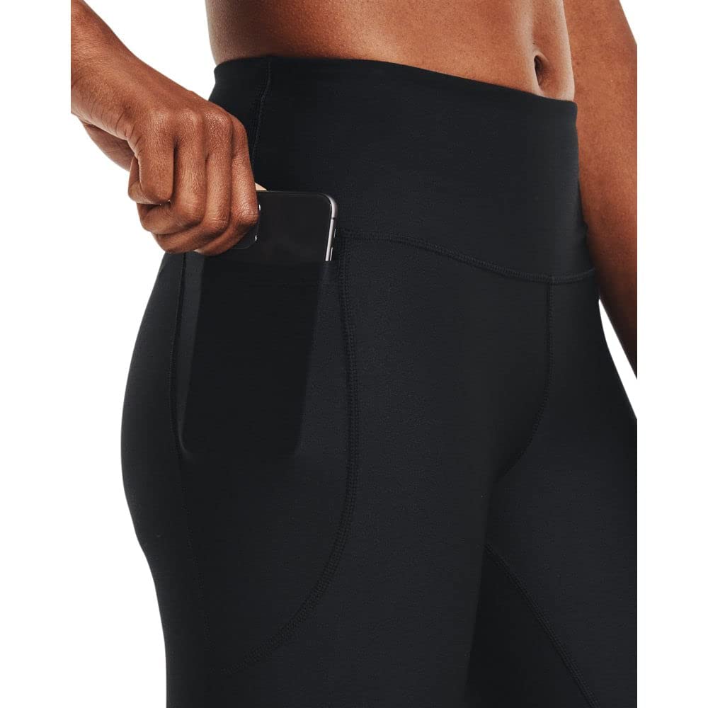 Under Armour Womens HeatGear Armour High No-Slip Waistband Pocketed Leggings, Black (001)/White, Medium Tall