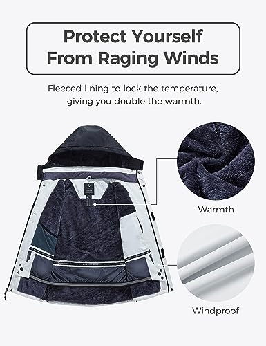 wantdo Men's Winter Mountain Sports Waterproof Lightweight Outdoor Windbreaker Ski Jacket White & Black M