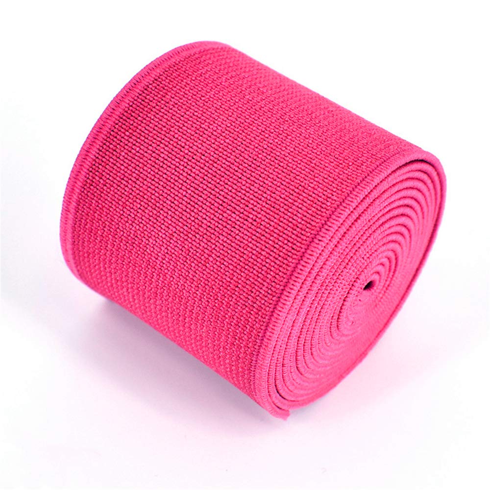 1 Roll Flat Elastic Cord 1.5-Inch Wide by 3-Yard Double-Side Twill Elastic Band(#19 Rose Red)