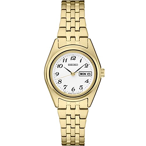SEIKO Watch for Women - Essentials - Day/Date Calendar, and Two-Tone Stainless Steel Case, 100m Water-Resistant, White - SUR440