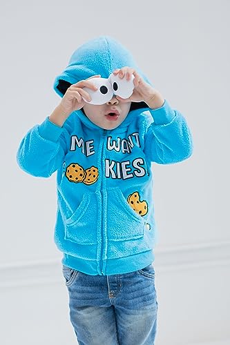 Sesame Street Cookie Monster Toddler Boys Zip-Up Hoodie Blue 3T