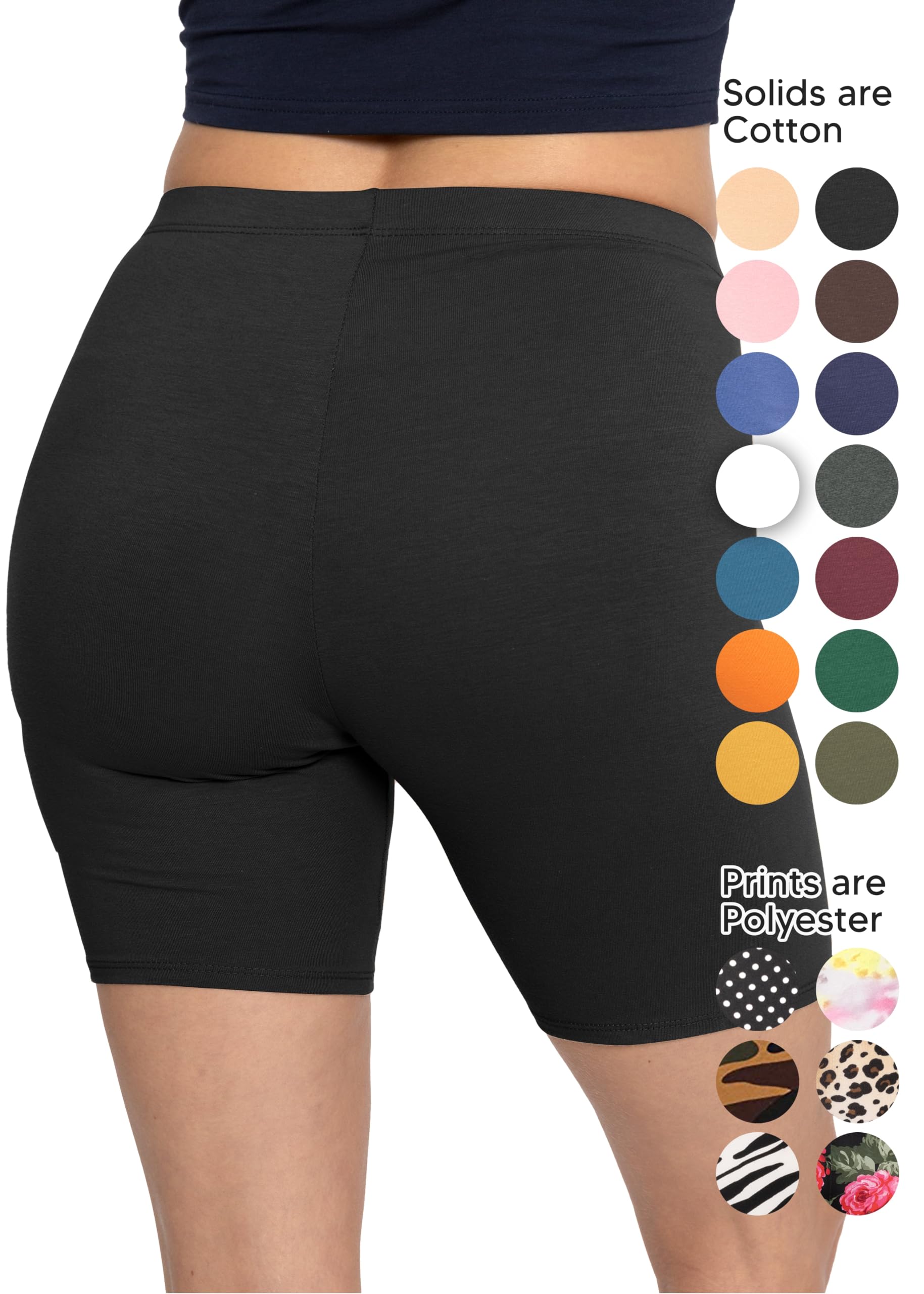 Womens Cotton Plus Size Biker Shorts Black 2X