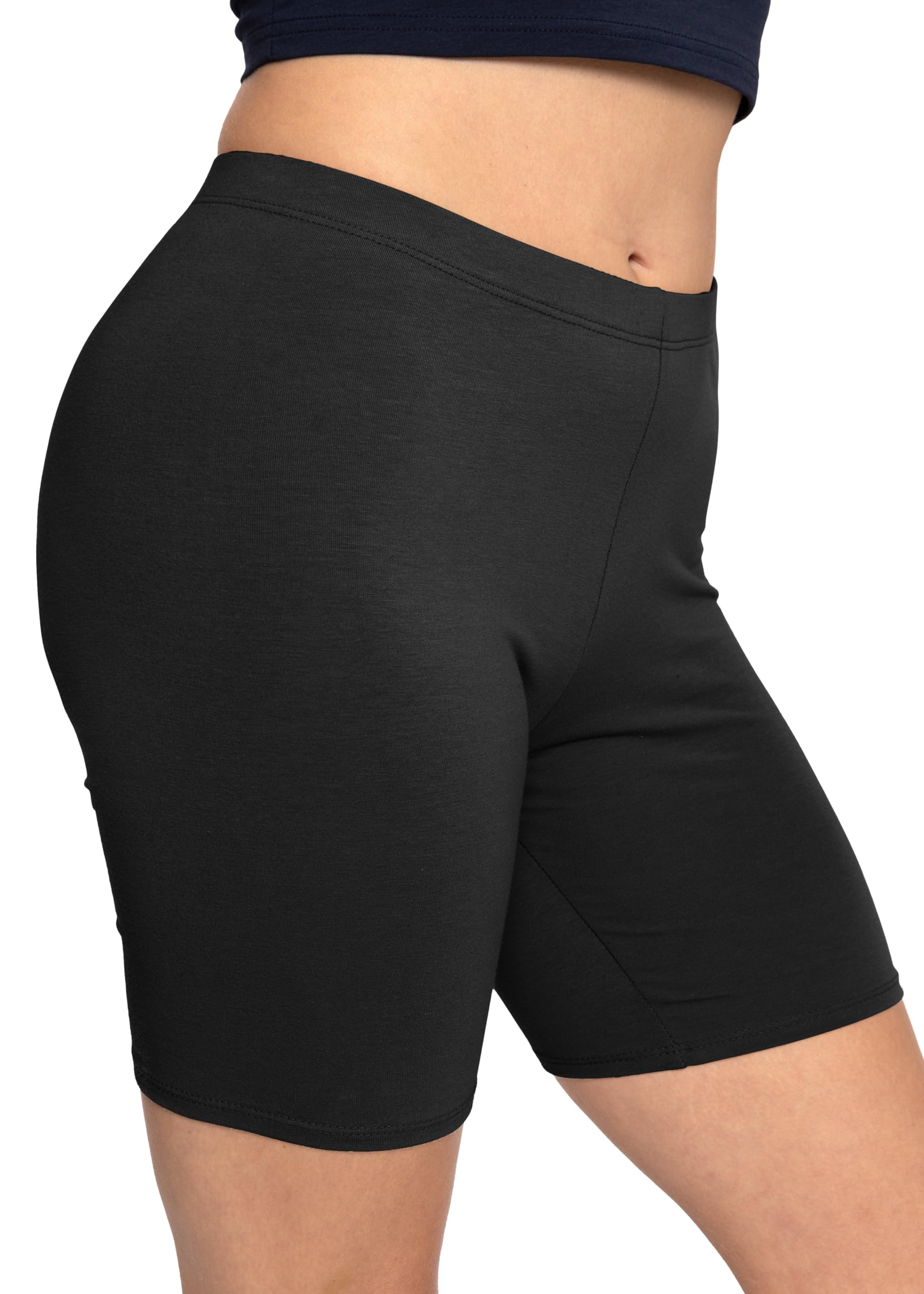 Womens Cotton Plus Size Biker Shorts Black 2X