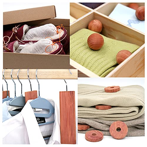 Homode Cedar Blocks for Clothes Storage, Ceder Wood Chips and Balls for Closets and Drawers, Fresh Scented Sachets, 40 Pack