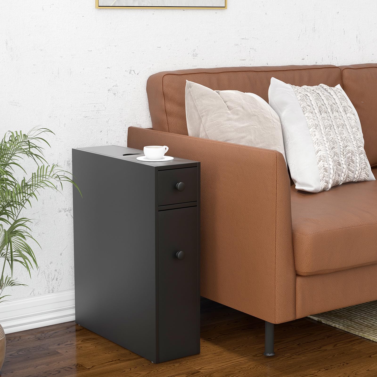 DORTALA Free Standing Bathroom Floor Storage Cabinet w/Drawer Double Door, Kitchen Cupboard, Wooden Entryway Storage Cabinet, 24" x 12" x 31.5"(L x W x H), Black