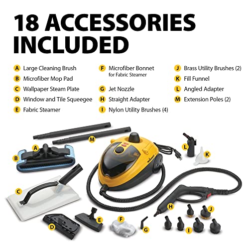 Wagner Spraytech 0282014 915e On-Demand Steam Cleaner & Wallpaper Removal, Multipurpose Power Steamer, 18 Attachments Included (Some Pieces Included in Storage Compartment)