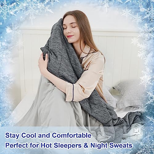 PHF Clever Cooling Blanket King Size, Arc-Chill Cold Tech Fabric Cooling Comforter for Hot Sleepers Night Sweats, Lightweight Soft Breathable Silk Smooth Summer Blanket, 108"x90", Charcoal Grey