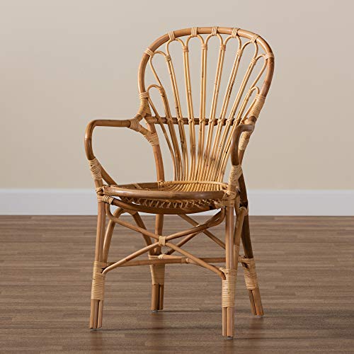 bali & pari Sheraton Modern and Contemporary Light Honey Rattan Dining Chair