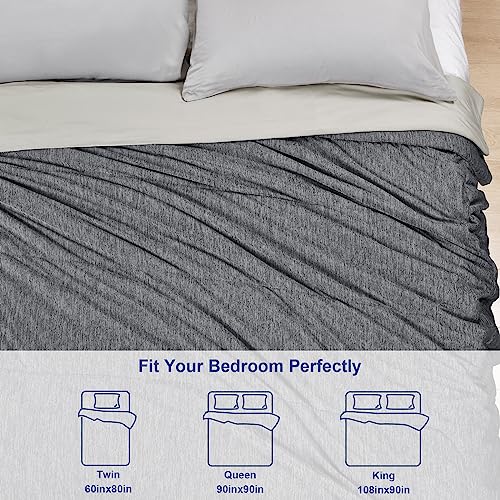 PHF Clever Cooling Blanket King Size, Arc-Chill Cold Tech Fabric Cooling Comforter for Hot Sleepers Night Sweats, Lightweight Soft Breathable Silk Smooth Summer Blanket, 108"x90", Charcoal Grey