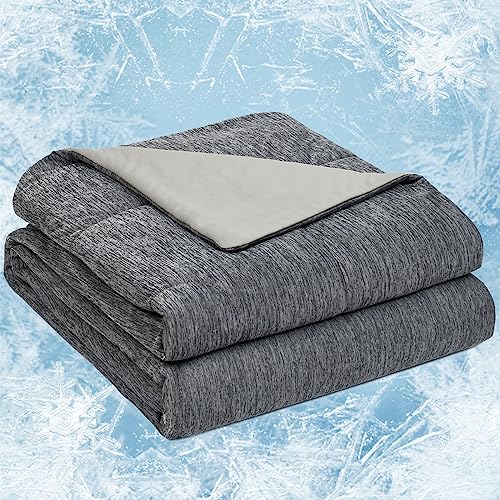 PHF Clever Cooling Blanket King Size, Arc-Chill Cold Tech Fabric Cooling Comforter for Hot Sleepers Night Sweats, Lightweight Soft Breathable Silk Smooth Summer Blanket, 108"x90", Charcoal Grey