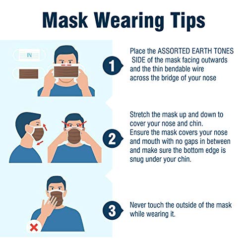 WECARE Disposable Face Mask Individually Wrapped - 50 Pack, Assorted Earth Tone Print Masks - 3 Ply