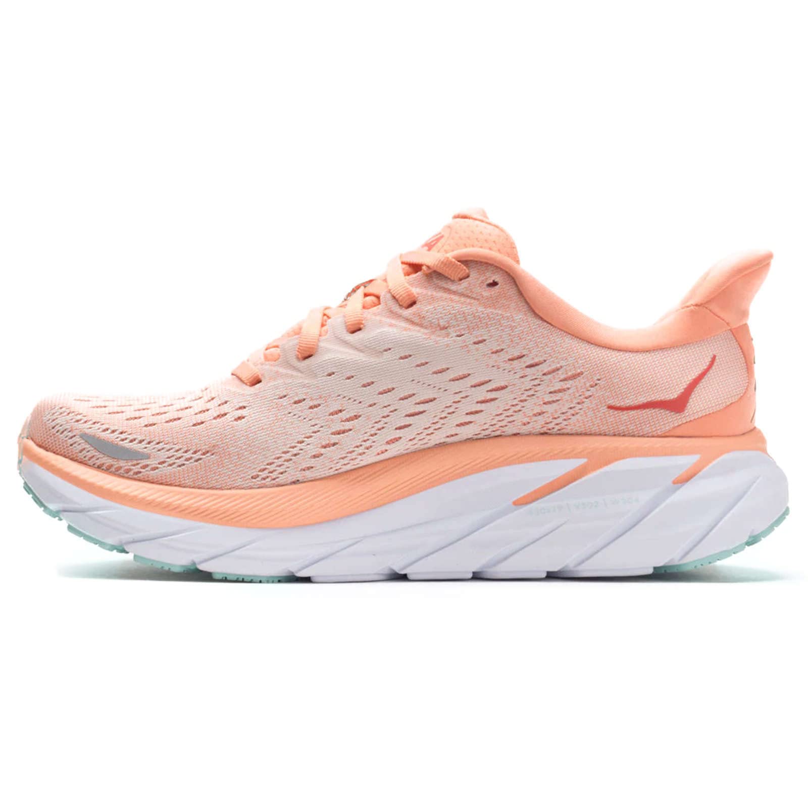 HOKA ONE ONE Womens Clifton 8 Mesh Cantaloupe Silver Peony Trainers 10 US