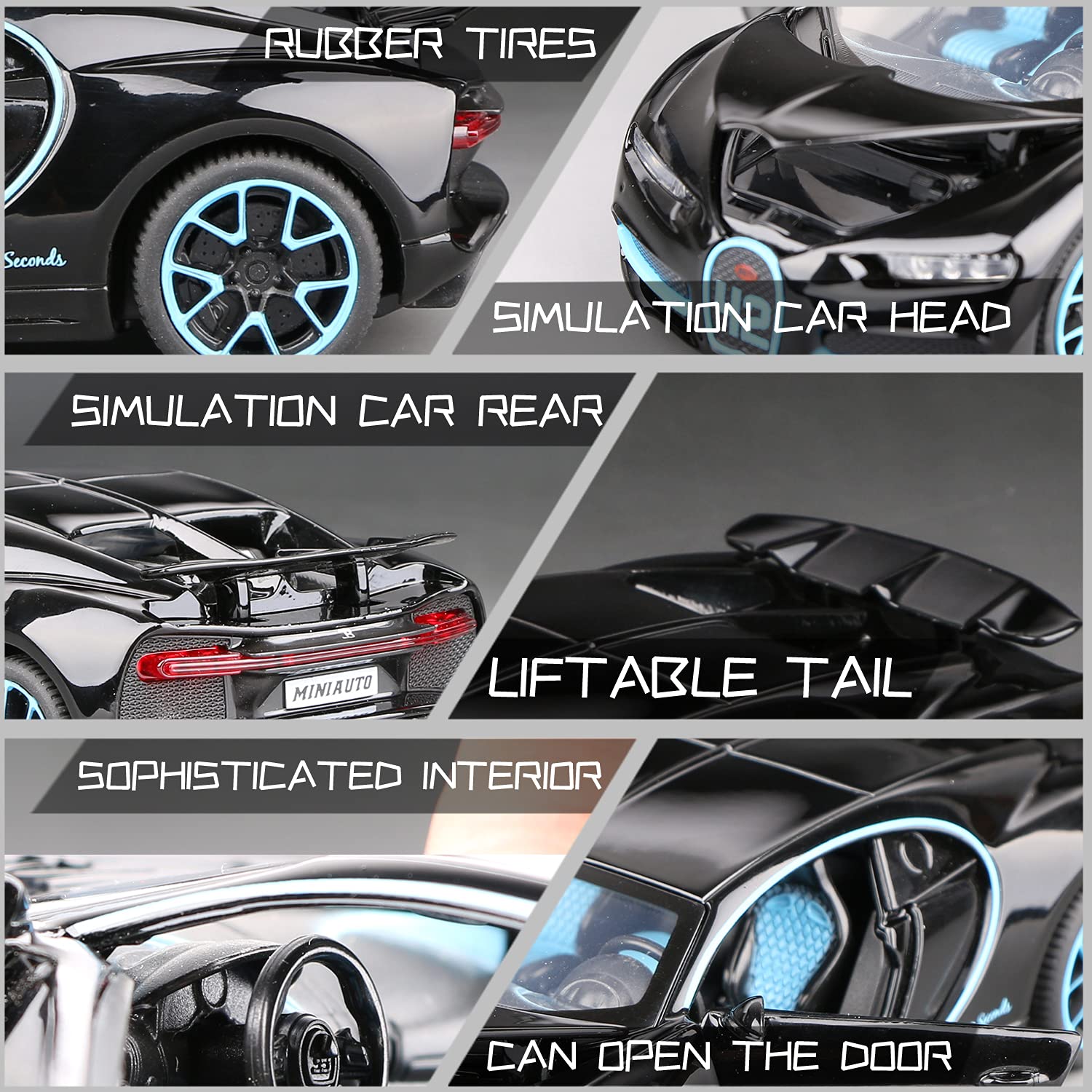 1:32 Bugatti Chiron zinc Alloy Pull Back Car Diecast Electronic Toys with Lights and Music,Decorative,Mini Vehicles Toys for Kids,Boyfriend,Young Peoples Gift(red)