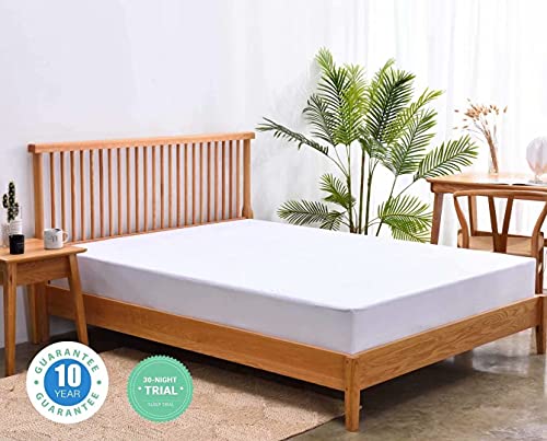 King Size Cooling Waterproof Mattress Protector Pad Cover,Bamboo Terry Top Breathable Fitted Sheet Style Deep Pocket-Noiseless,Vinyl,PVC Free,Matressprotector King for Pets Kids Adults