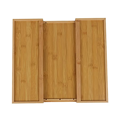 StorageMate Bamboo Drawer Organizer Silverware Tray - Adjustable Utensil Holder for cutlery - Expandable Drawer Divider for Stationery, Craft Supplies, Household Tools, Jewelry, Makeup, Hair Accessories