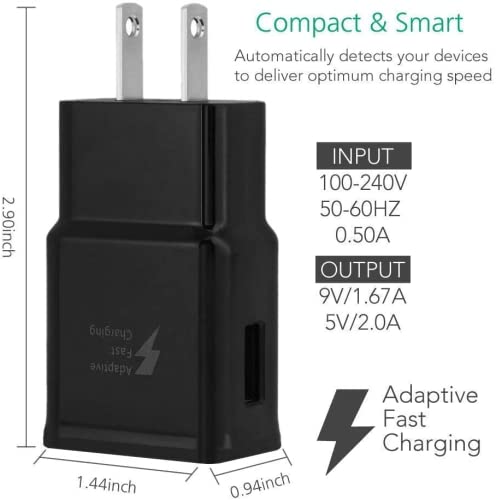Adaptive Fast Wall Adapter Micro USB Charger for Oppo A15s Bundled with UrbanX Micro USB Cable Cord 4ft Super Fast Charging Kit - 2 Items - Black