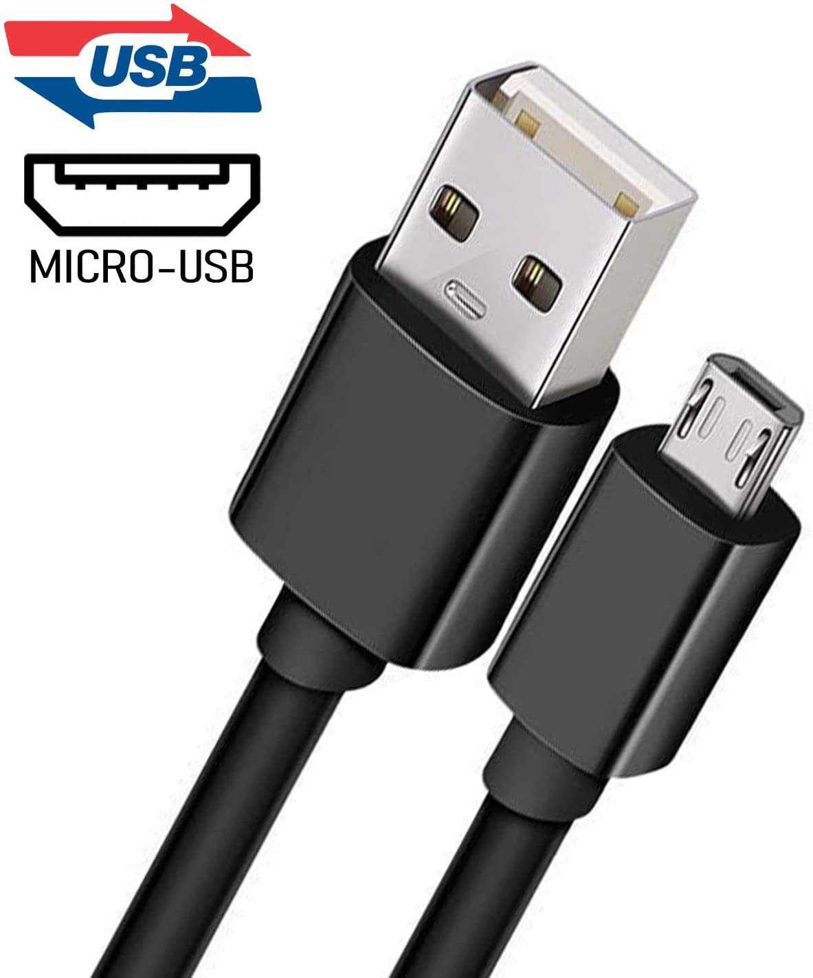 Adaptive Fast Wall Adapter Micro USB Charger for Oppo A15s Bundled with UrbanX Micro USB Cable Cord 4ft Super Fast Charging Kit - 2 Items - Black