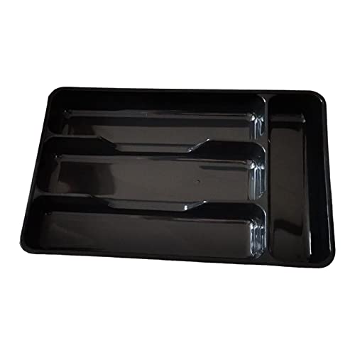 Gralara Cutlery Tray Multi Use Accessories Save Space Tools with 4 Grids Storage Durable for Stationery Spoon Tableware Silverware Office , Black