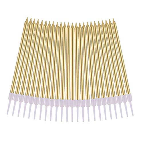 PHD CAKE 24-Count Gold Long Thin Metallic Birthday Candles, Cake Candles, Birthday Parties, Wedding Decorations, Party Candles
