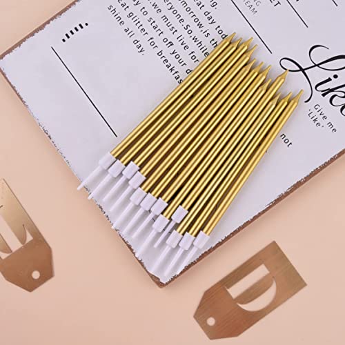 PHD CAKE 24-Count Gold Long Thin Metallic Birthday Candles, Cake Candles, Birthday Parties, Wedding Decorations, Party Candles