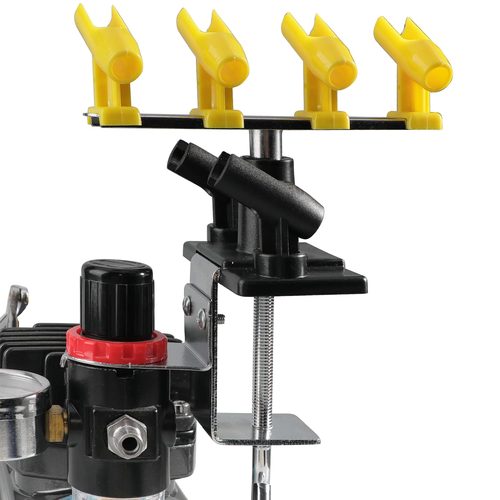 SAGUD Airbrush Holder Clamp-on Style Air Brush Station Stand Kit 360° Rotate Holds Up to 6 Airbrush Guns