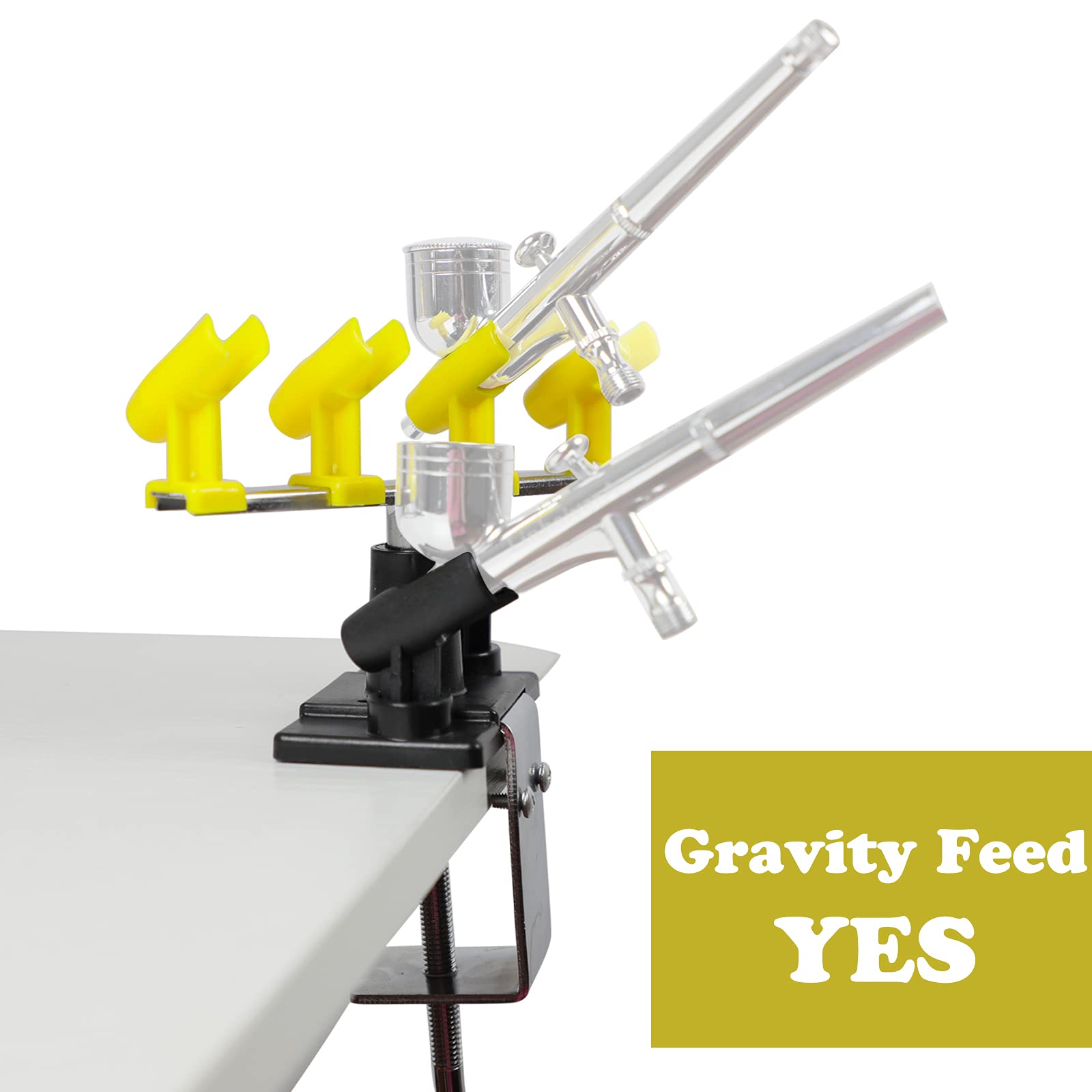 SAGUD Airbrush Holder Clamp-on Style Air Brush Station Stand Kit 360° Rotate Holds Up to 6 Airbrush Guns