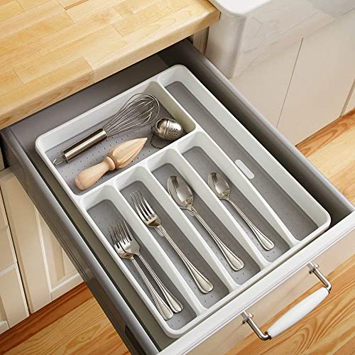 Drawer Organizer Cutlery Tray Silverware Utensil Storage 6 Sections for Kitchen Office Dinning Room