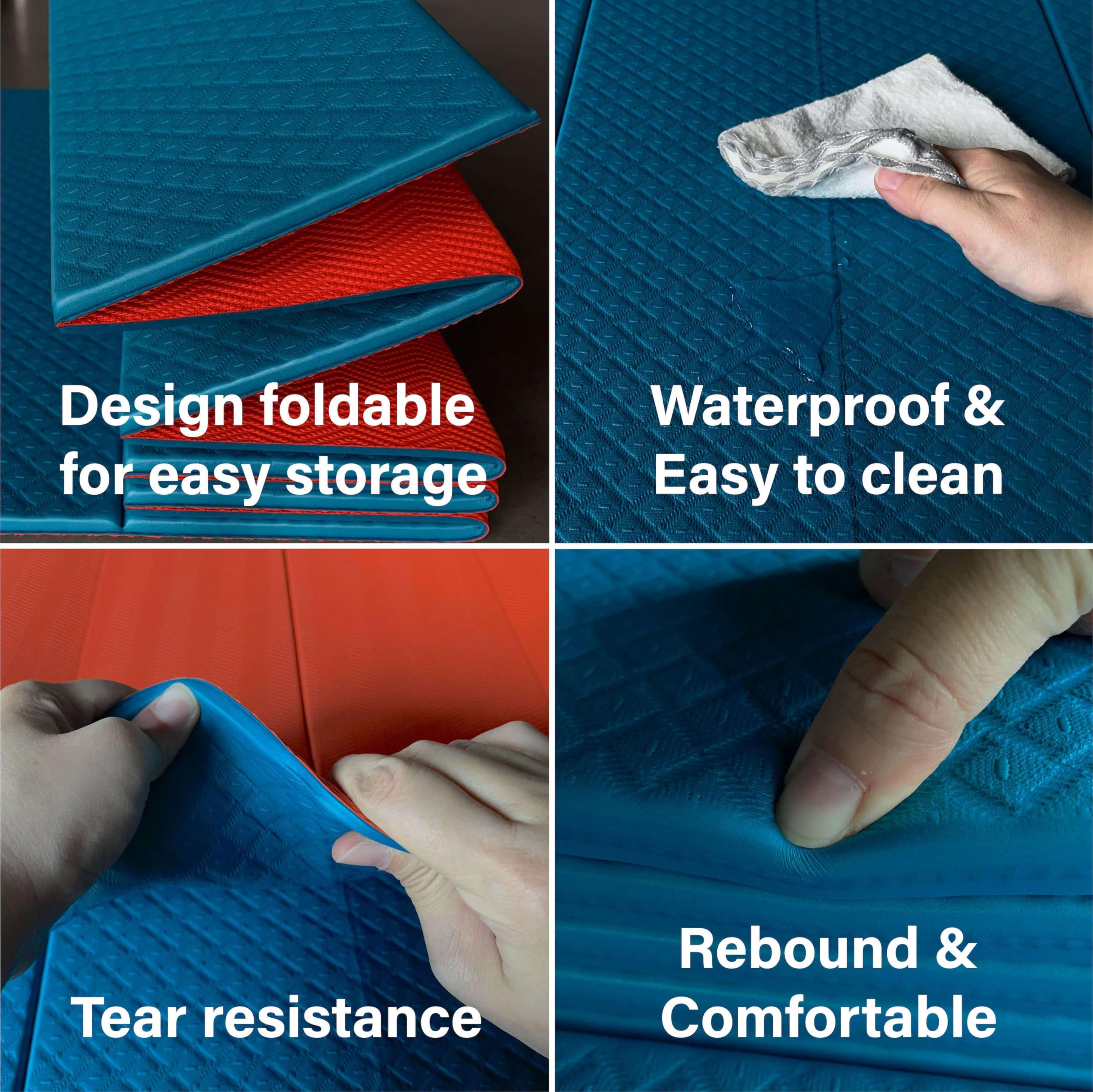 Foldable Yoga Mat-1/4 Inch Thick - Easy to Storage Travel Yoga Mat Foldable Lightweight for Fitness - Anti Slip Folding Exercise Mat for Yoga, Pilates, Home Workout & Floor Exercis