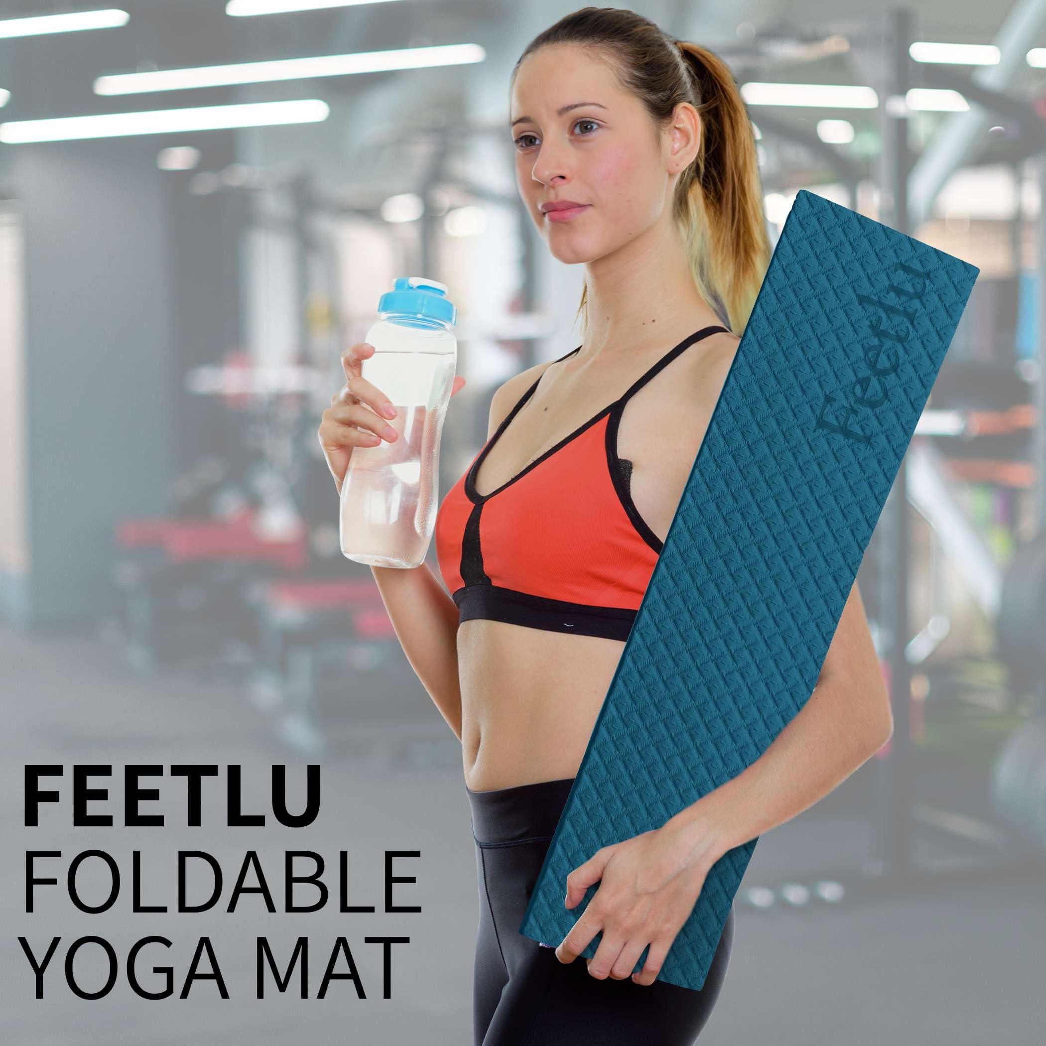 Foldable Yoga Mat-1/4 Inch Thick - Easy to Storage Travel Yoga Mat Foldable Lightweight for Fitness - Anti Slip Folding Exercise Mat for Yoga, Pilates, Home Workout & Floor Exercis