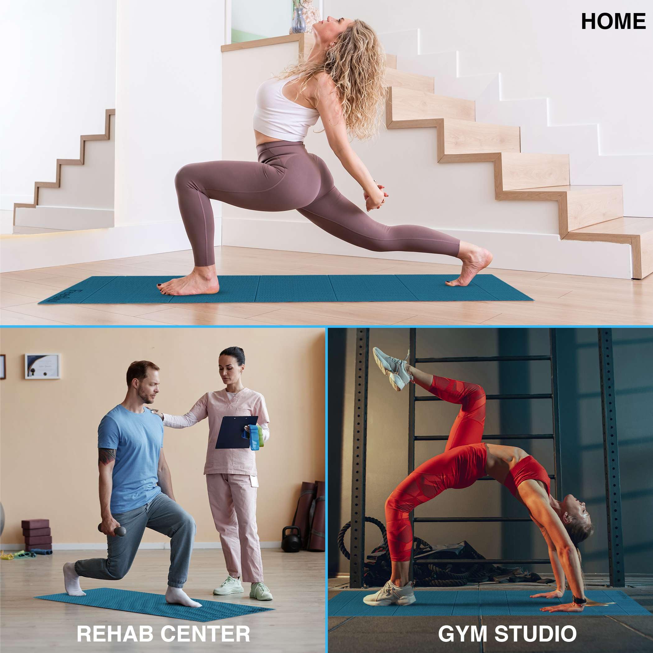 Foldable Yoga Mat-1/4 Inch Thick - Easy to Storage Travel Yoga Mat Foldable Lightweight for Fitness - Anti Slip Folding Exercise Mat for Yoga, Pilates, Home Workout & Floor Exercis