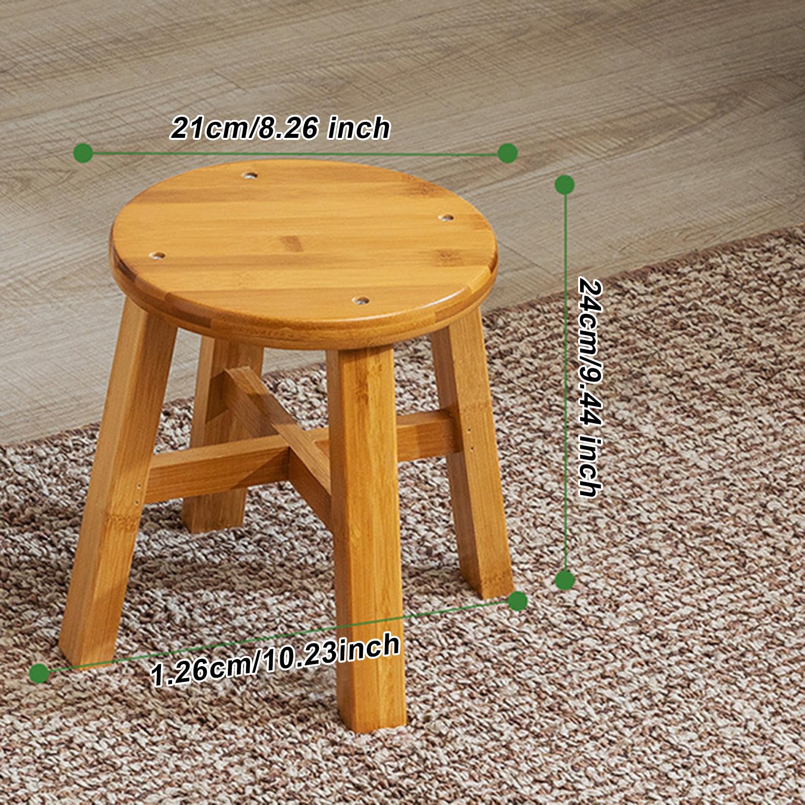 Felenny Small Step Stool Bamboo Fully Assembled Wooden Spa Bath Chair Low Stool for Kitchen Bedroom Living Room Bathroom(S;9.44 inches Height)