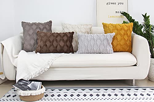 JOJUSIS Plush Short Wool Velvet Decorative Throw Pillow Covers Luxury Style Cushion Case Faux Fur Pillowcases for Sofa Bedroom Pack of 2 18 x 18 Inch Yellow