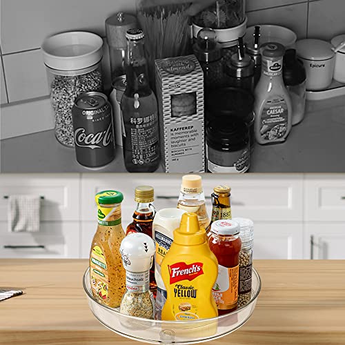 2 Pack Lazy Susan Organizer, 10.6" Clear Lazy Susan Turntable for Cabinet, Plastic Lazy Susan Cabinet Organizer- Kitchen Pantry Organization and Storage