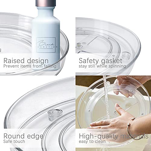 2 Pack Lazy Susan Organizer, 10.6" Clear Lazy Susan Turntable for Cabinet, Plastic Lazy Susan Cabinet Organizer- Kitchen Pantry Organization and Storage