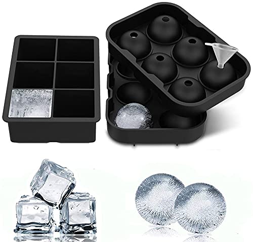 Vshinic Ice Cube Tray,Freezer Ice Maker, Ice Trays for Freezer With Lid,Whiskey Ice Ball Maker Large Square Ice Cube Molds with Lid for Cocktails Bourbon Coffee Juice - Reusable & BPA Free 2 Pack
