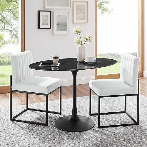 Modway Lippa Round 48" Mid-Century Modern Artificial Marble Dining Table
