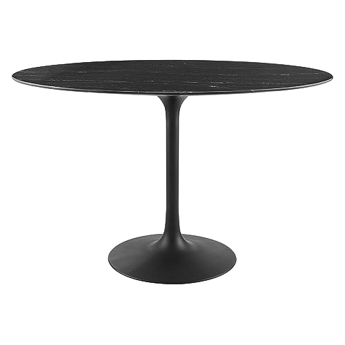 Modway Lippa Round 48" Mid-Century Modern Artificial Marble Dining Table