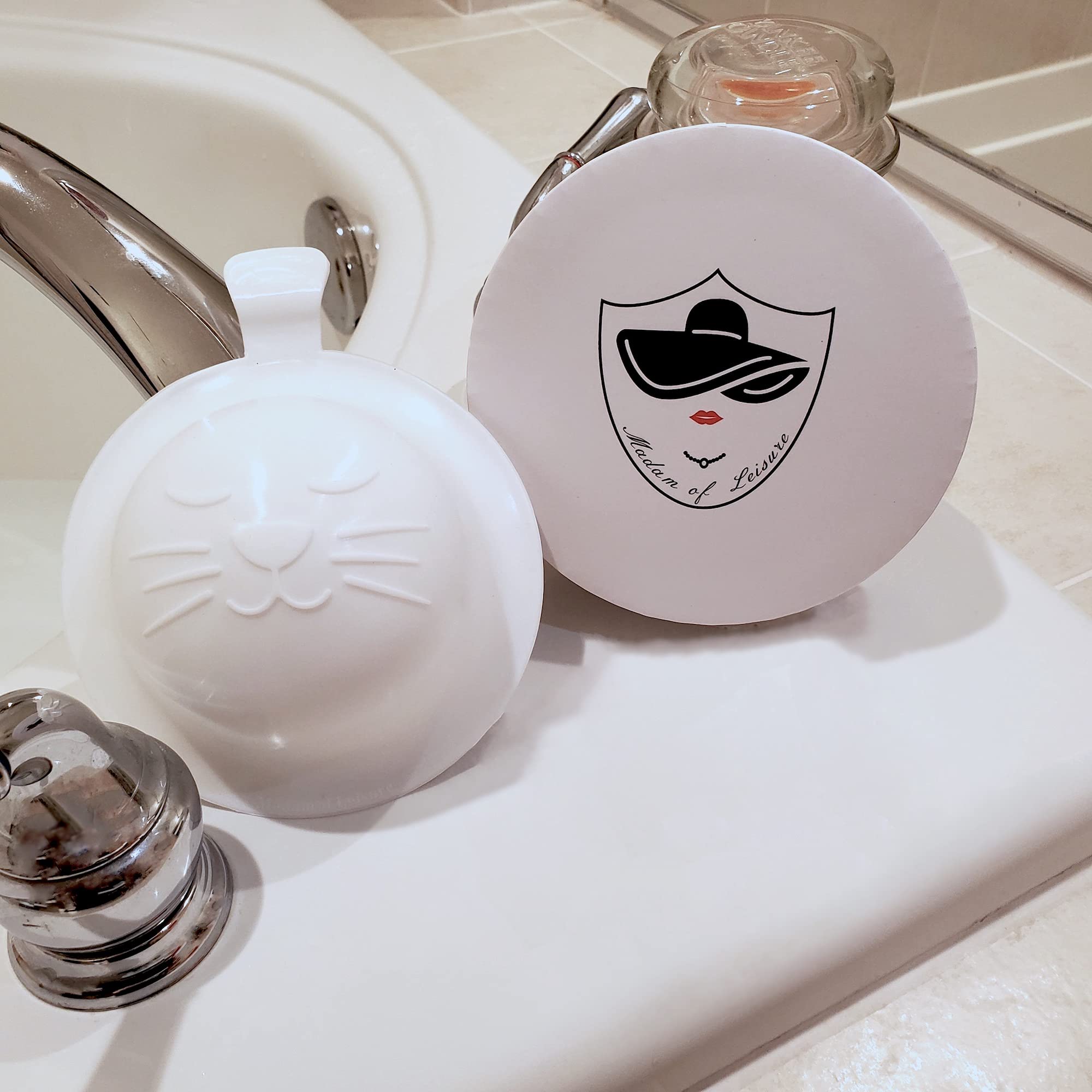 Madam of Leisure Infinity Bath Universal Drain Cover - Fill Your Bathtub as High as You Dare for a Deeper and Warmer Bath (White)