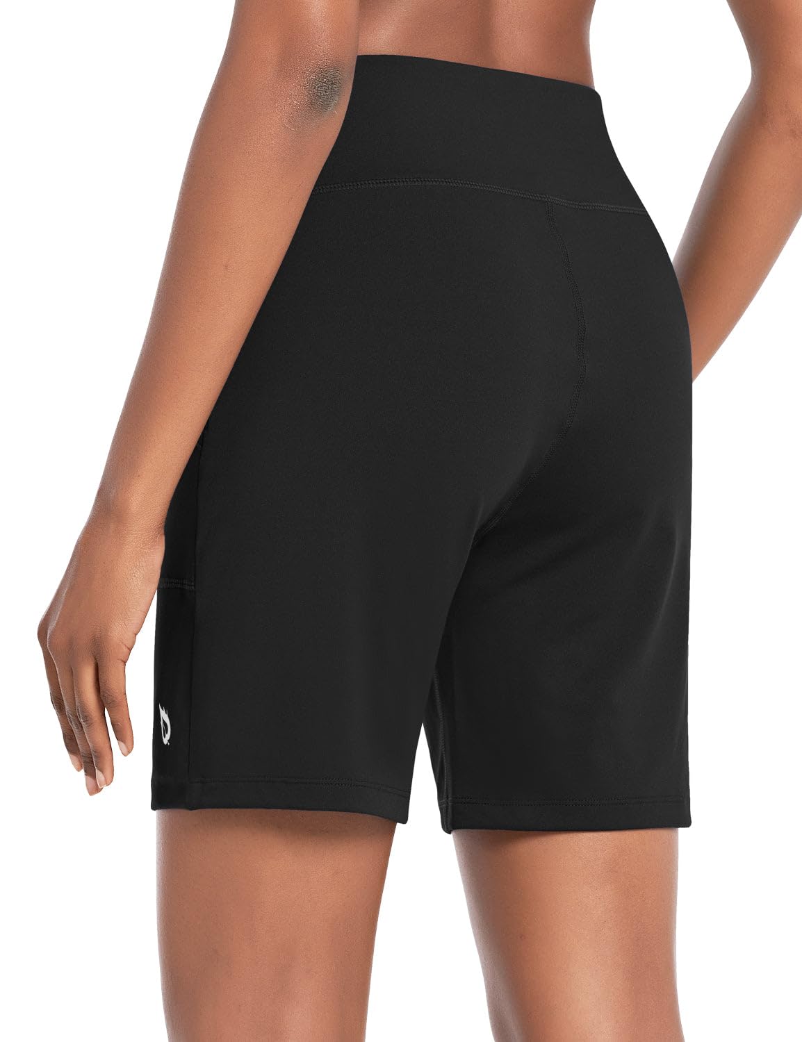 BALEAF Women's 7" Athletic High Waisted Running Bermuda Shorts with Pockets Black XX-Large