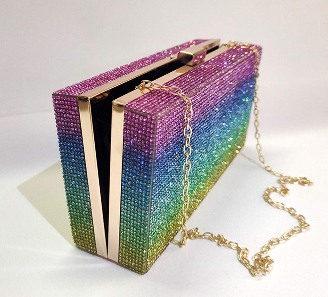 Classic Dollar Style Evening Bags With Diamond Shoulder Bag Wallet Clutch Crossbody Bag with Chain Strap (Multicolor)