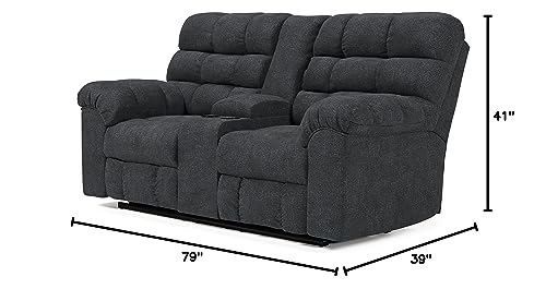 Signature Design by Ashley Wilhurst Reclining Loveseat with Console, Almost Black