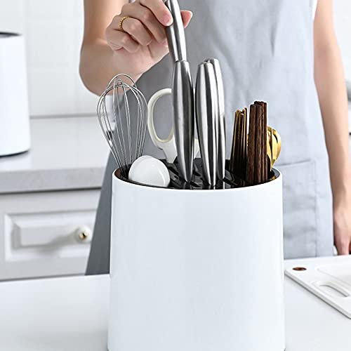 Yalych Utensil Caddy Kitchen Rotatable Tableware Storage Box, Chopsticks Fork Holder Cutlery Drain Rack, Spoon Fork Shelf Storage Holder Box Pen Holder