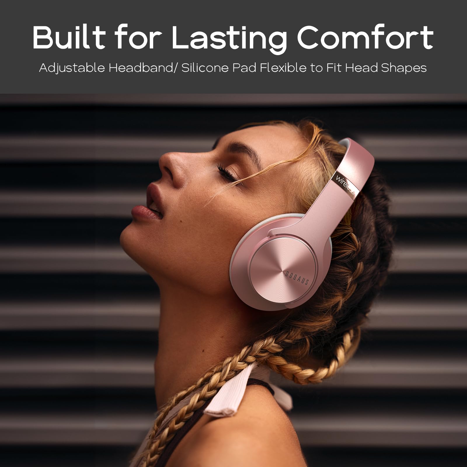 DOQAUS Bluetooth Headphones Over Ear, 90 Hours Playtime Wireless Headphone with 3 EQ Modes, Noise Isolating HiFi Stereo with Deep Bass, Microphone, Soft Earpads for Cellphone/PC