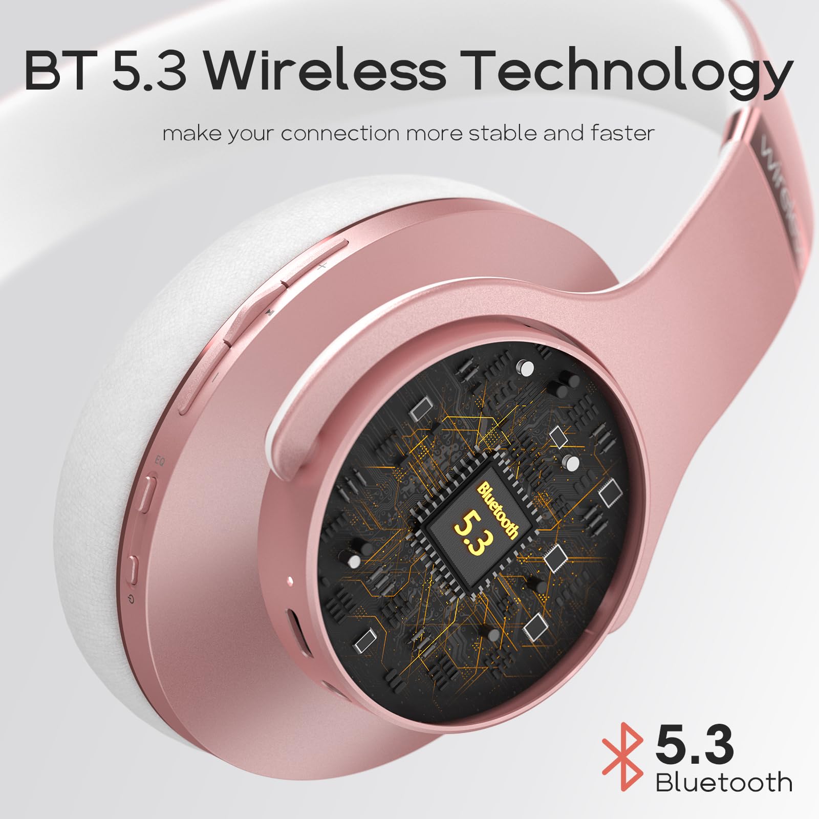 DOQAUS Bluetooth Headphones Over Ear, 90 Hours Playtime Wireless Headphone with 3 EQ Modes, Noise Isolating HiFi Stereo with Deep Bass, Microphone, Soft Earpads for Cellphone/PC