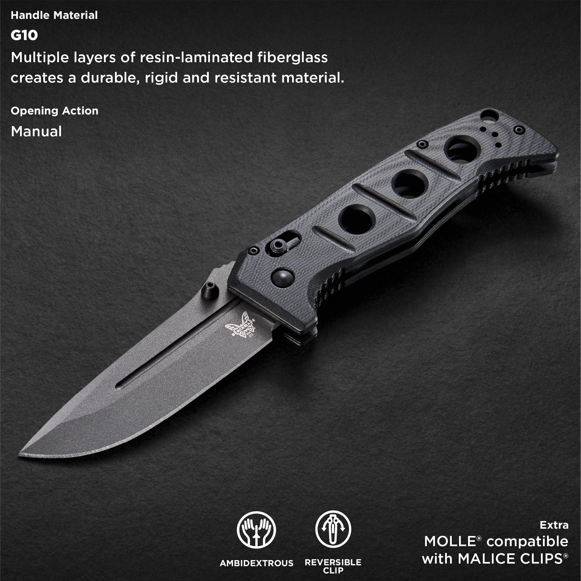 Benchmade - Adamas 275 Tactical Knife with Black G13 Handle (275GY-1)