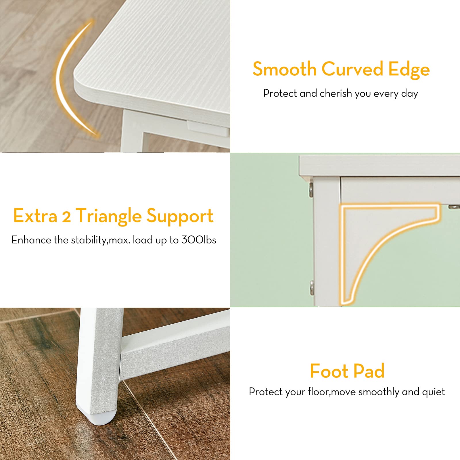 WOHOMO Folding Desk, 31.5" Small Desk for Small Spaces, Easy Assemble Foldable Computer Desk for Laptop, Mini Portable Working Table Narrow Wooden Writing Workstation for Home Office, White